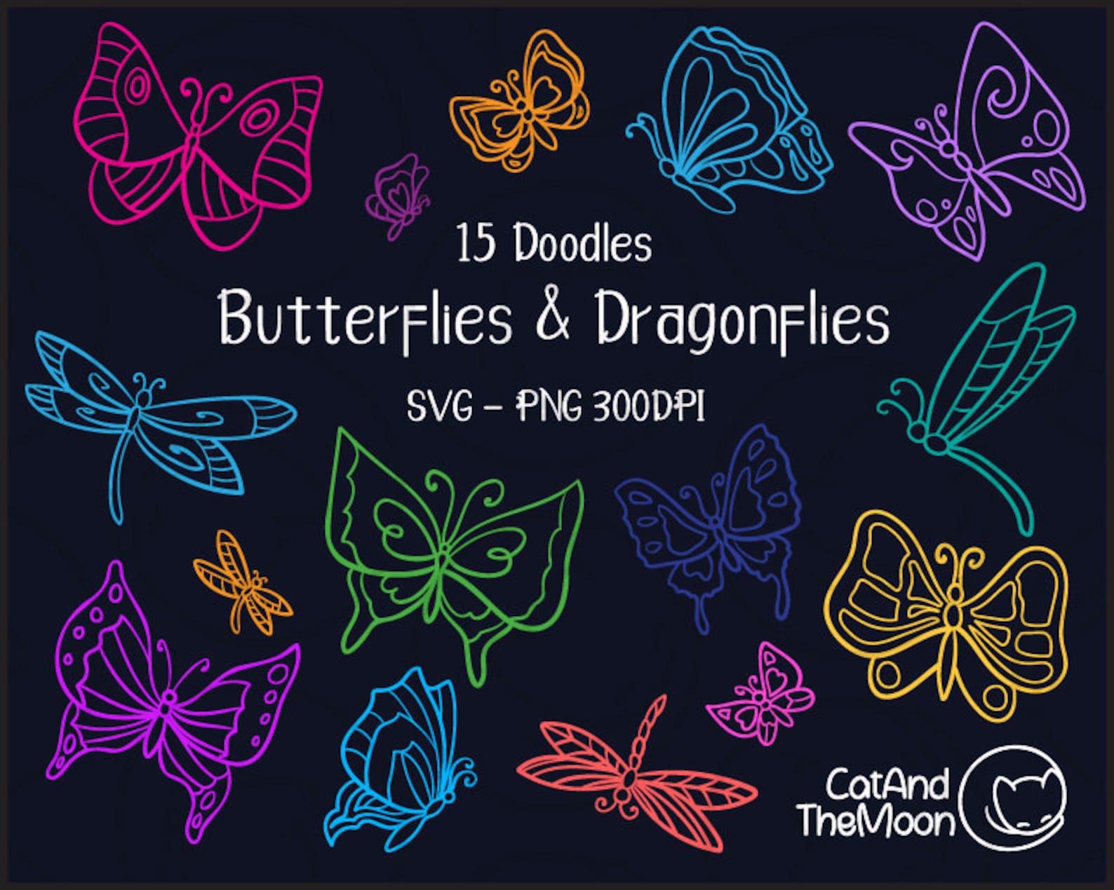 Butterfly Doodle Dragonfly Doodle Hand Drawn Butterfly - Etsy