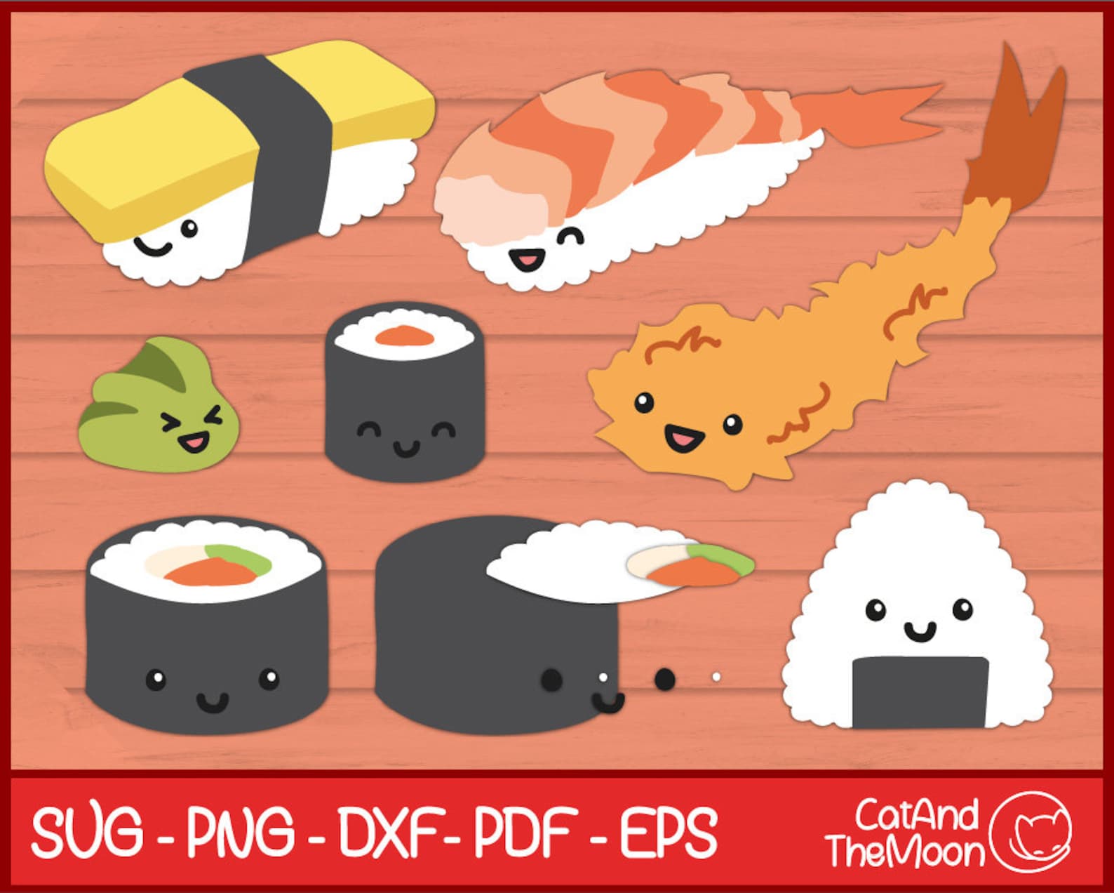 Sushi Cut File, Sushi Svg, Kawaii Sushi Svg, Layered Cut File Svg ...