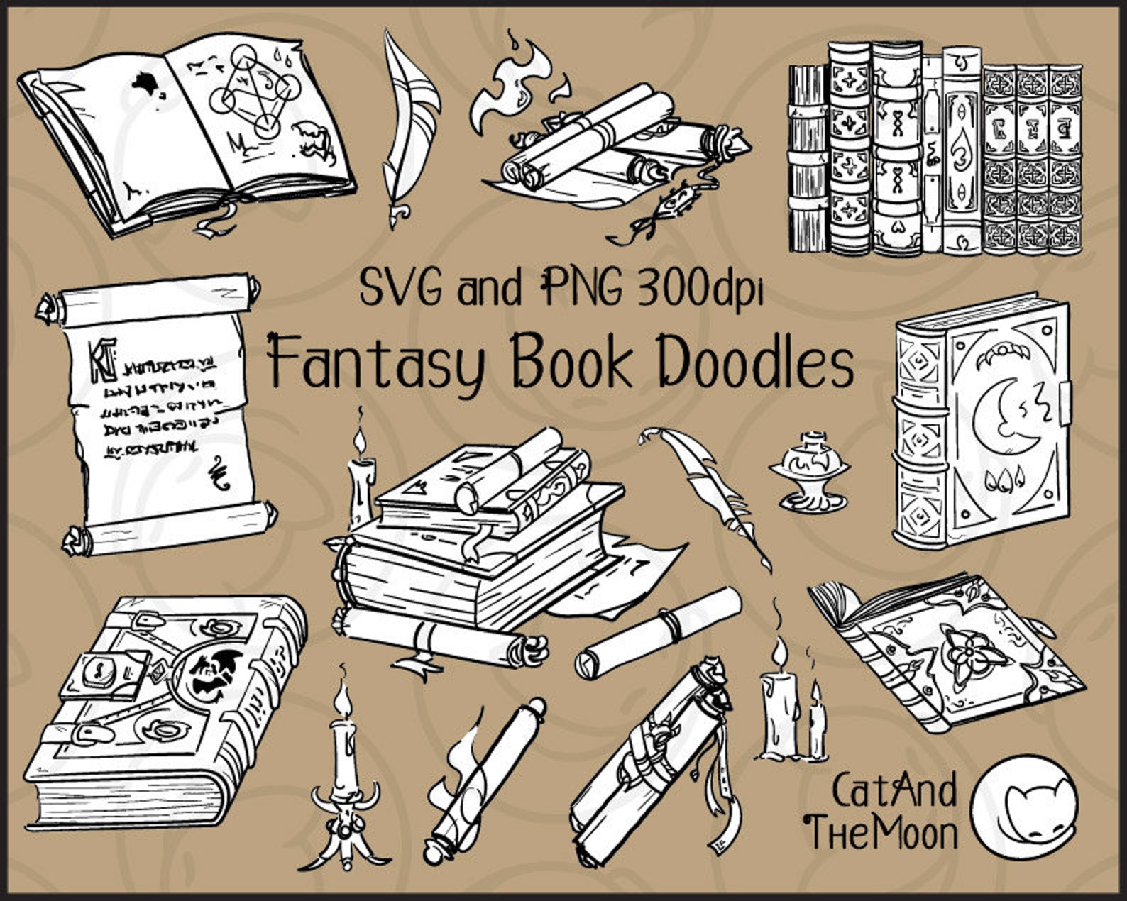 Fantasy Book Clipart Magic Books Clipart Spellbook Svg | Etsy