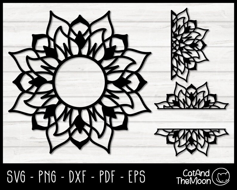 Simple Mandala Svg - Sun Mandala Svg, Mandala Monogram Svg, Sun Half ...