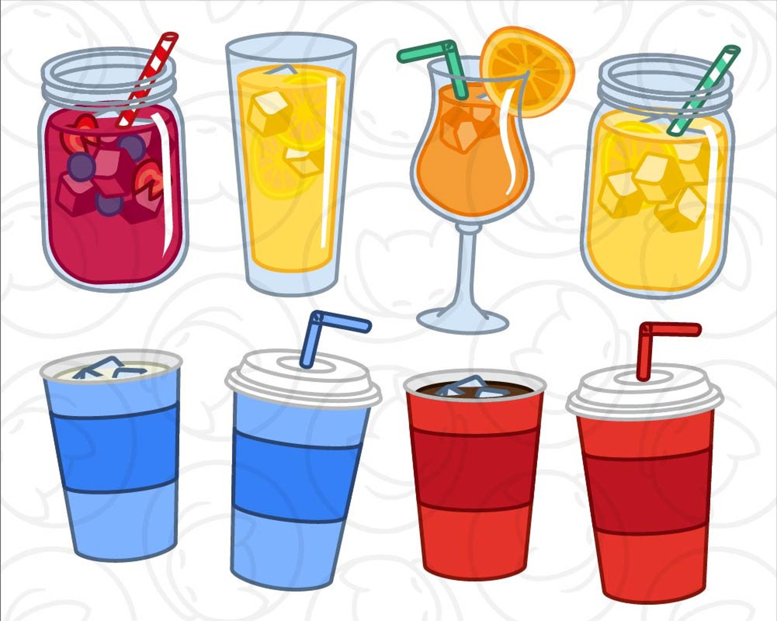 Summer Drinks Clipart Easy to Use Png Transparent Background - Etsy