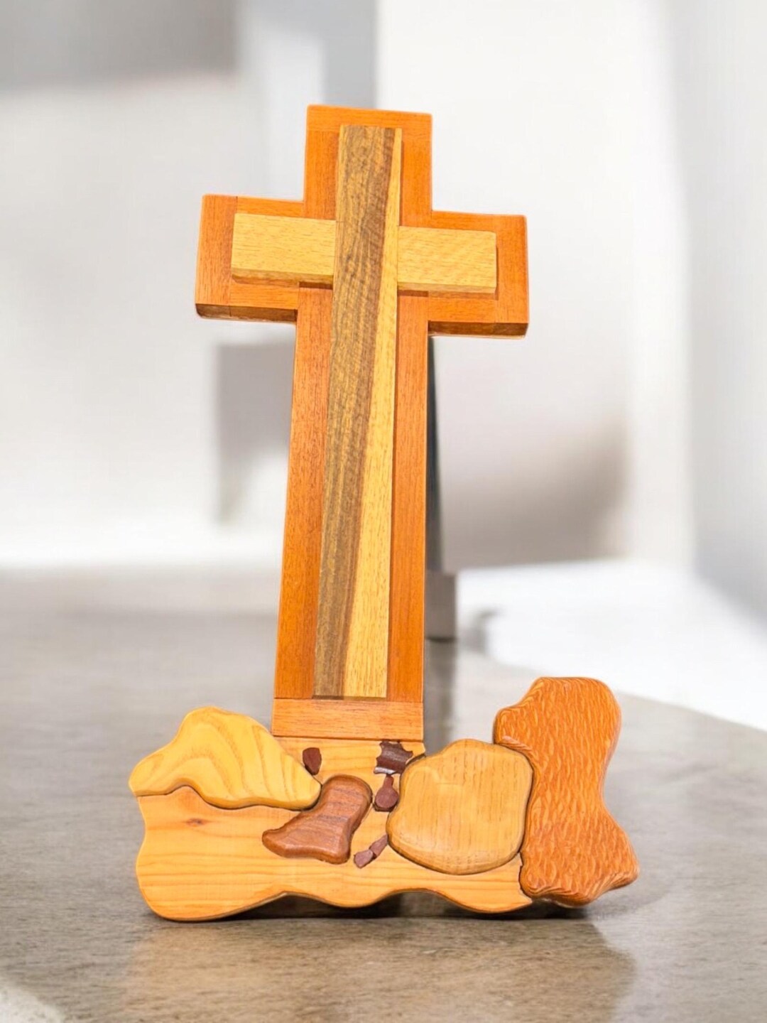 Vintage Intarsia Handcrafted Inlaid Art Marquetry Wood Cross - Etsy