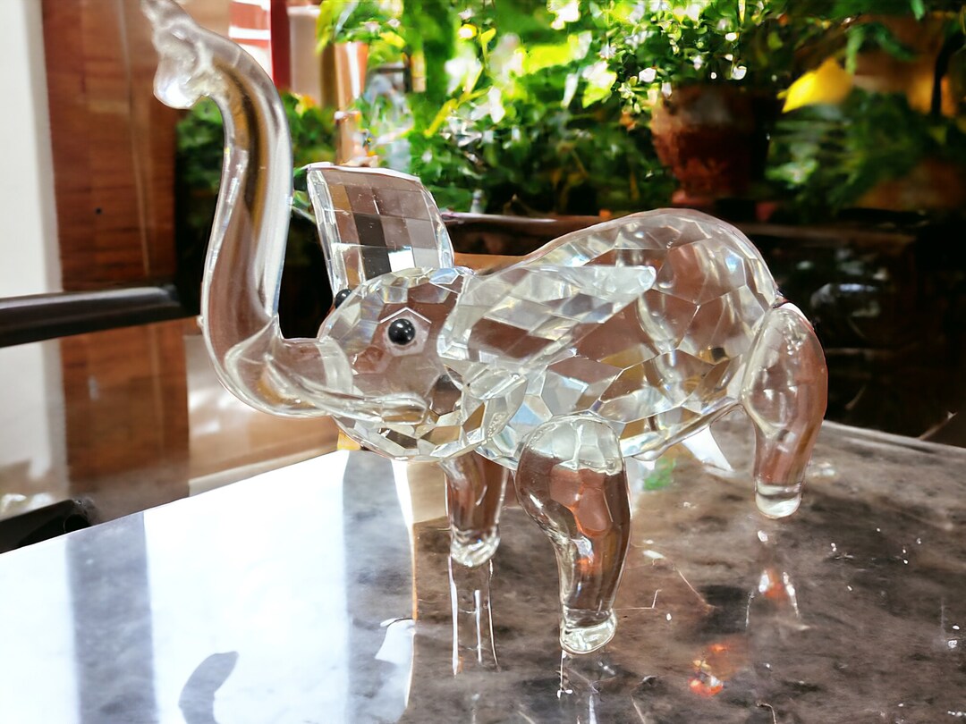 Vintage Lead Crystal- Mother Elephant Sculpture - Etsy
