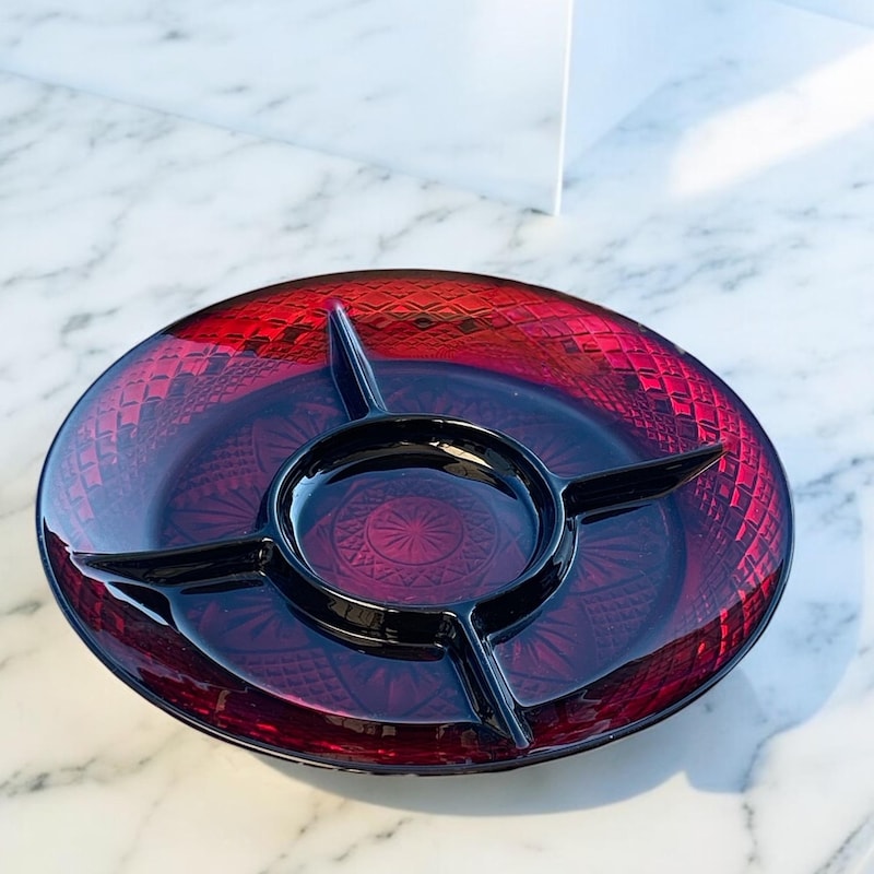 Ruby Glass Platter - Etsy
