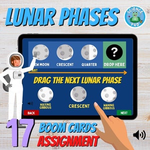 Phases of the Moon Boom Cards | Lunar Cycle Digital Science Activity ...