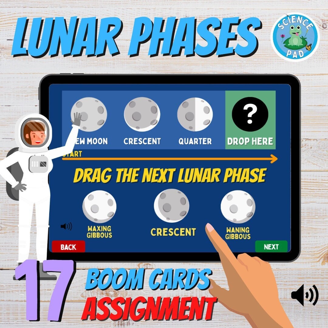 Phases of the Moon Boom Cards | Lunar Cycle Digital Science Activity ...
