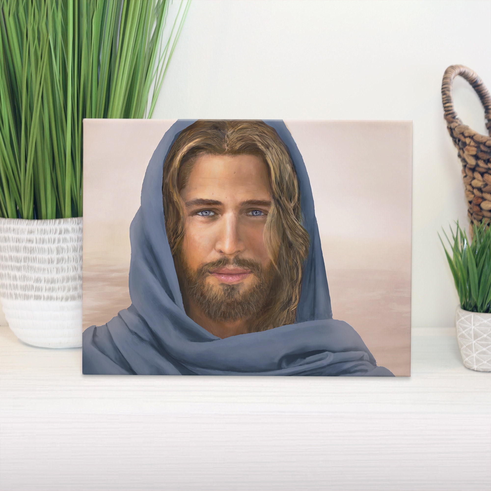 Redeemer in Blue Robe High Quality Canvas Print Jesus Christ Painting ...