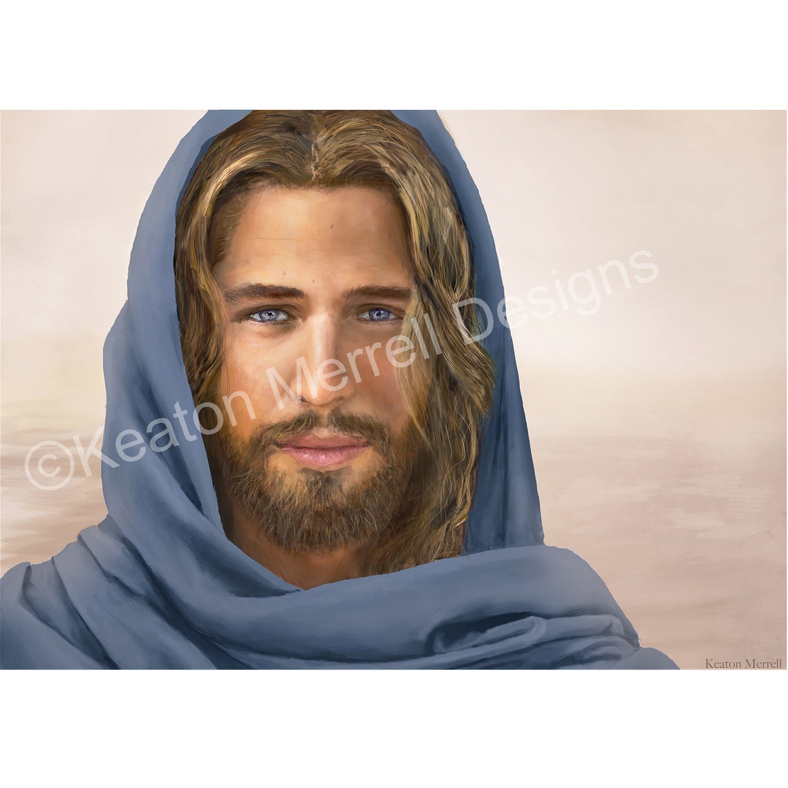 Redeemer in Blue Robe High Quality Canvas Print Jesus Christ Painting ...