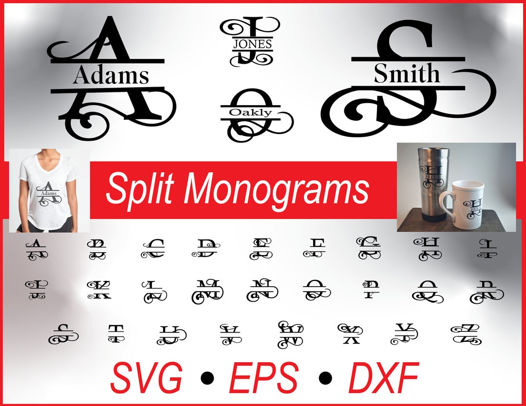 Split Monogram SVG/DXF/EPS , Split Monogram Frame Alphabet, Digital ...