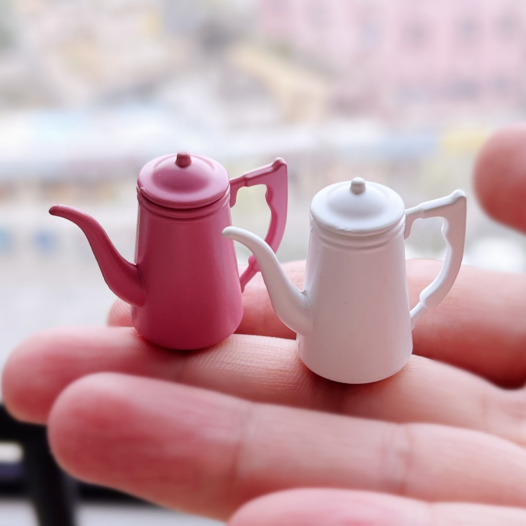 1/12 Scale Miniature Dollhouse Metal Kettle Coffee Pot Mini Teapot With ...