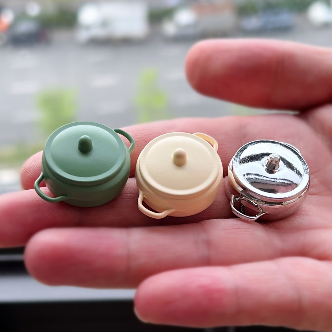 Miniature Metal Cooking Pot With Lid Dollhouse Kitchen Accessories Mini ...