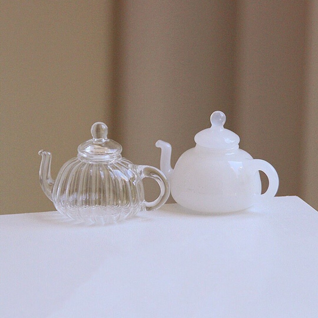 Miniature Glass Teapot Dollhouse Clear Tea Pot Miniature Kitchen ...