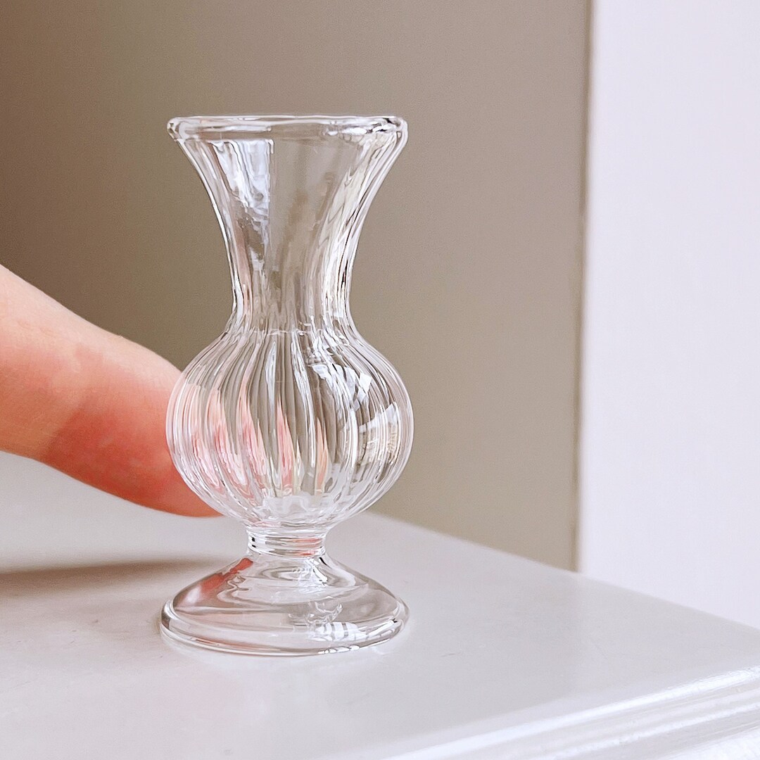 Miniatures Real Glass Vase Mini Glassware Flower Vase for Dollhouse ...