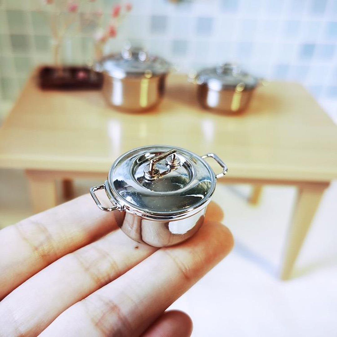 Dollhouse Metal Cooking Pot With Lid Dollhouse Kitchen Accessories ...
