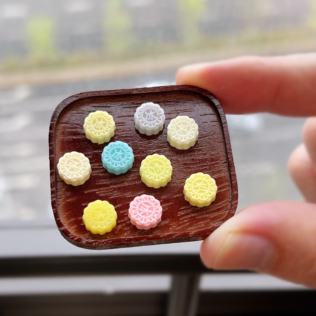 9 Pieces Dollhouse Miniature Moon Cake Miniature Food Miniatures ...