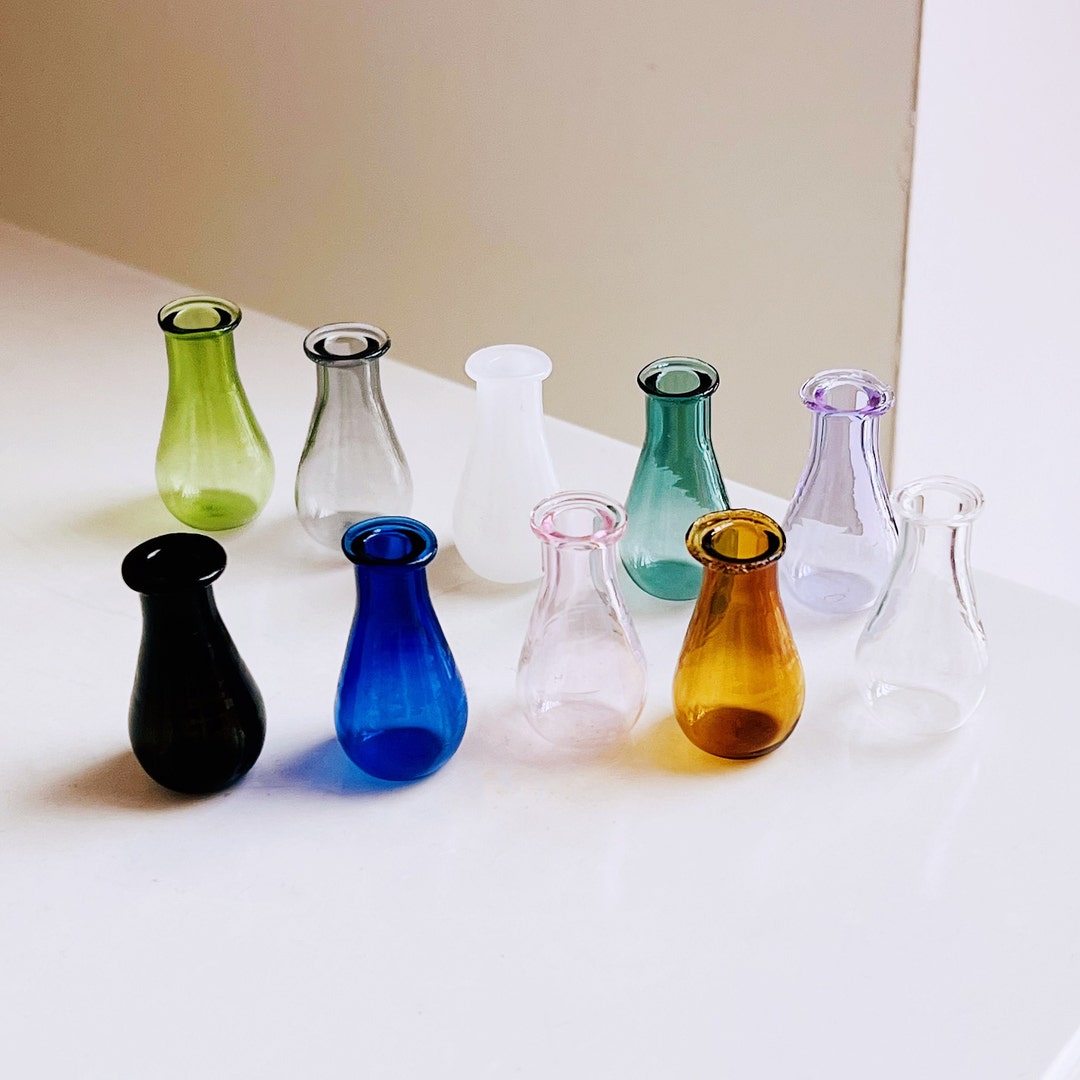 Miniature Glass Vase Mini Glass Color Flask Bottles Cute Bottles Wine ...