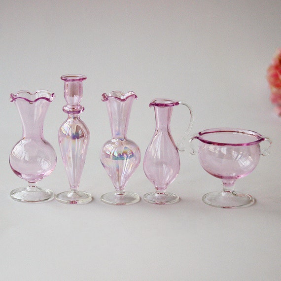 Miniature Glass Vase Candlesticks Glass Dollhouse Glassware - Etsy