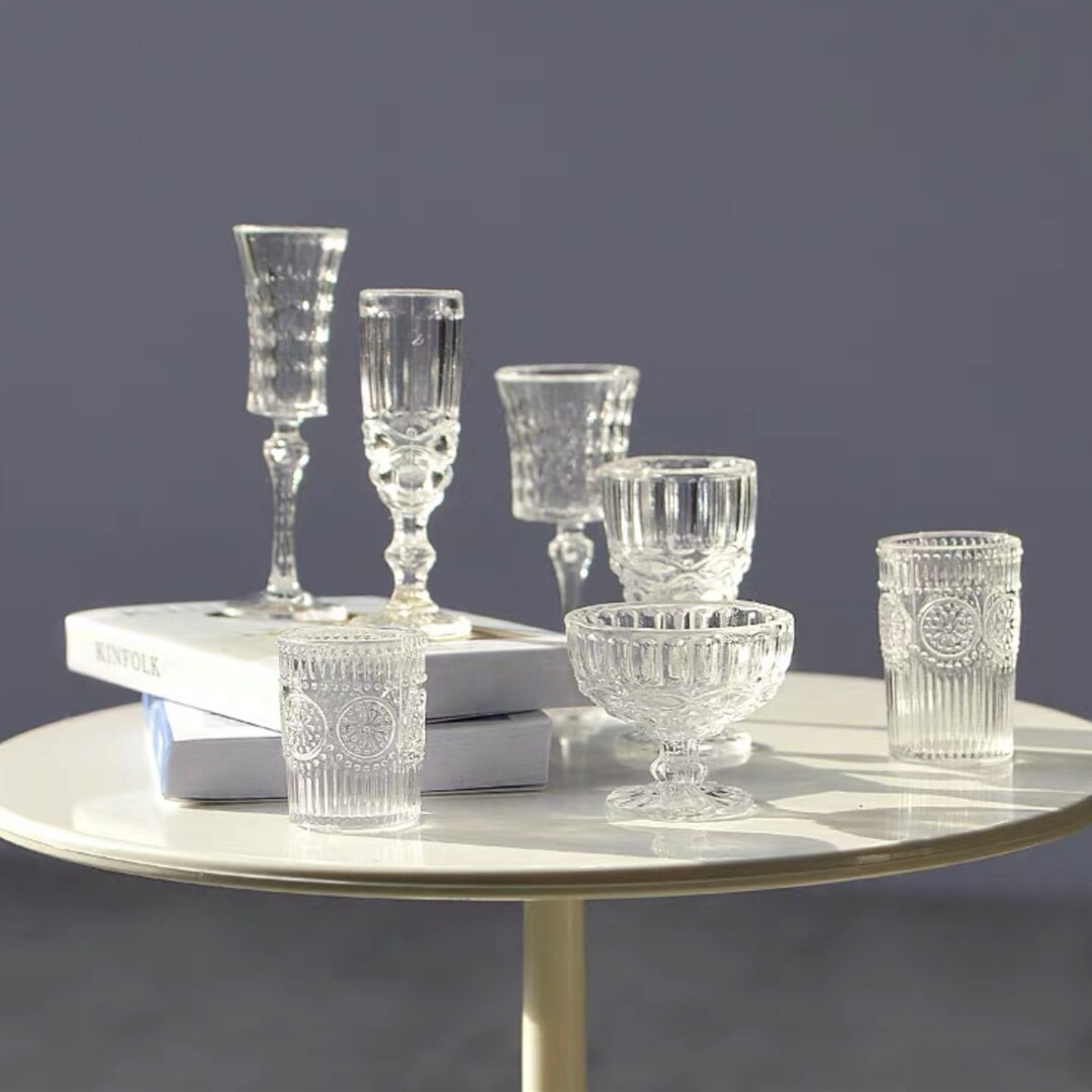 7 Pieces Set 1/6 Miniature Wine Glasses Miniature Champagne Glass Mini ...