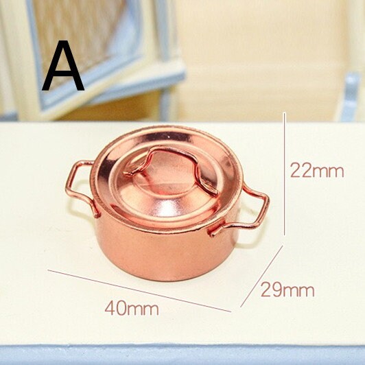 1/12 Miniature Cooking Pot With Lid Miniature Cookware for Dollhouse ...