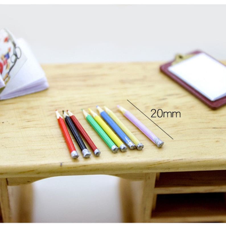 1:12 Miniature Pencil Dollhouse Miniature Colour Pencil Set of 8 - Etsy