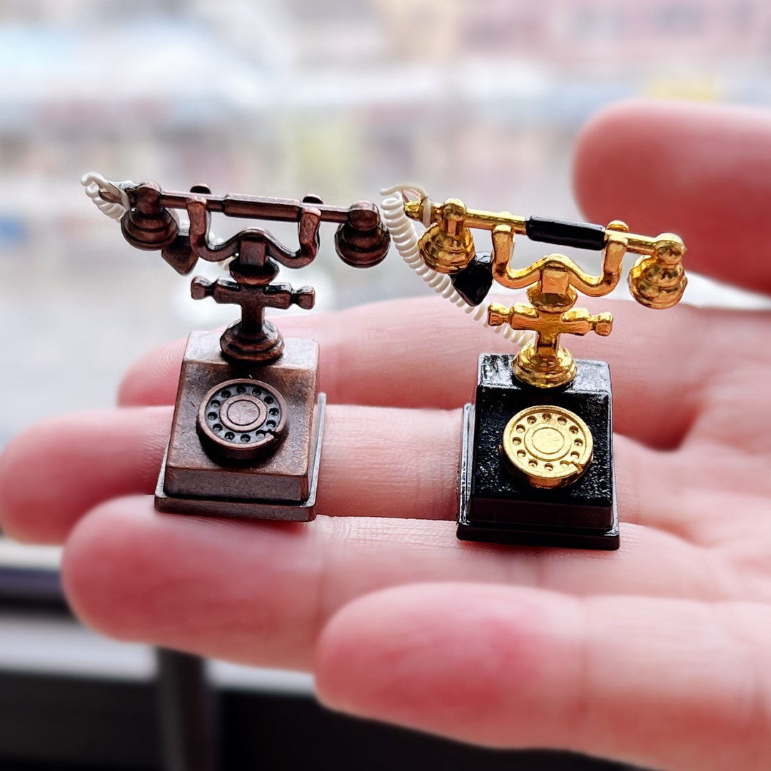 1:12 Scale Dollhouse Miniature Antique Telephone Miniature Rotary Dial ...
