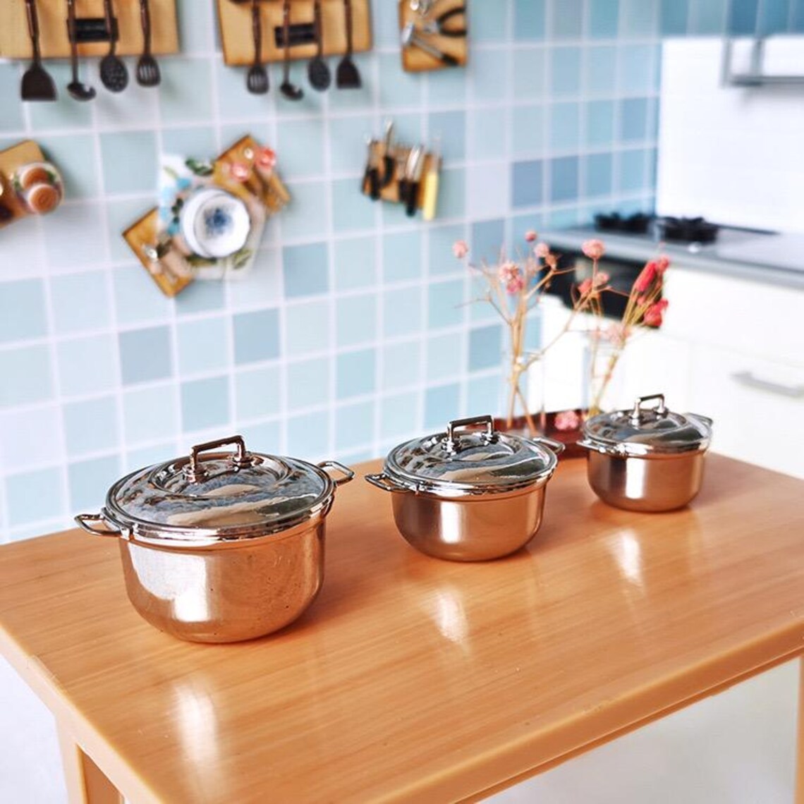 Dollhouse Metal Cooking Pot With Lid Dollhouse Kitchen Accessories ...