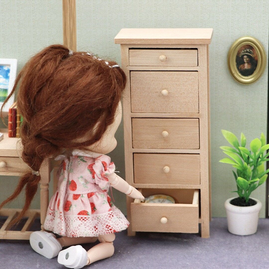 Miniature Wooden Drawer Dollhouse Furniture Multipurpose Storage Wooden ...