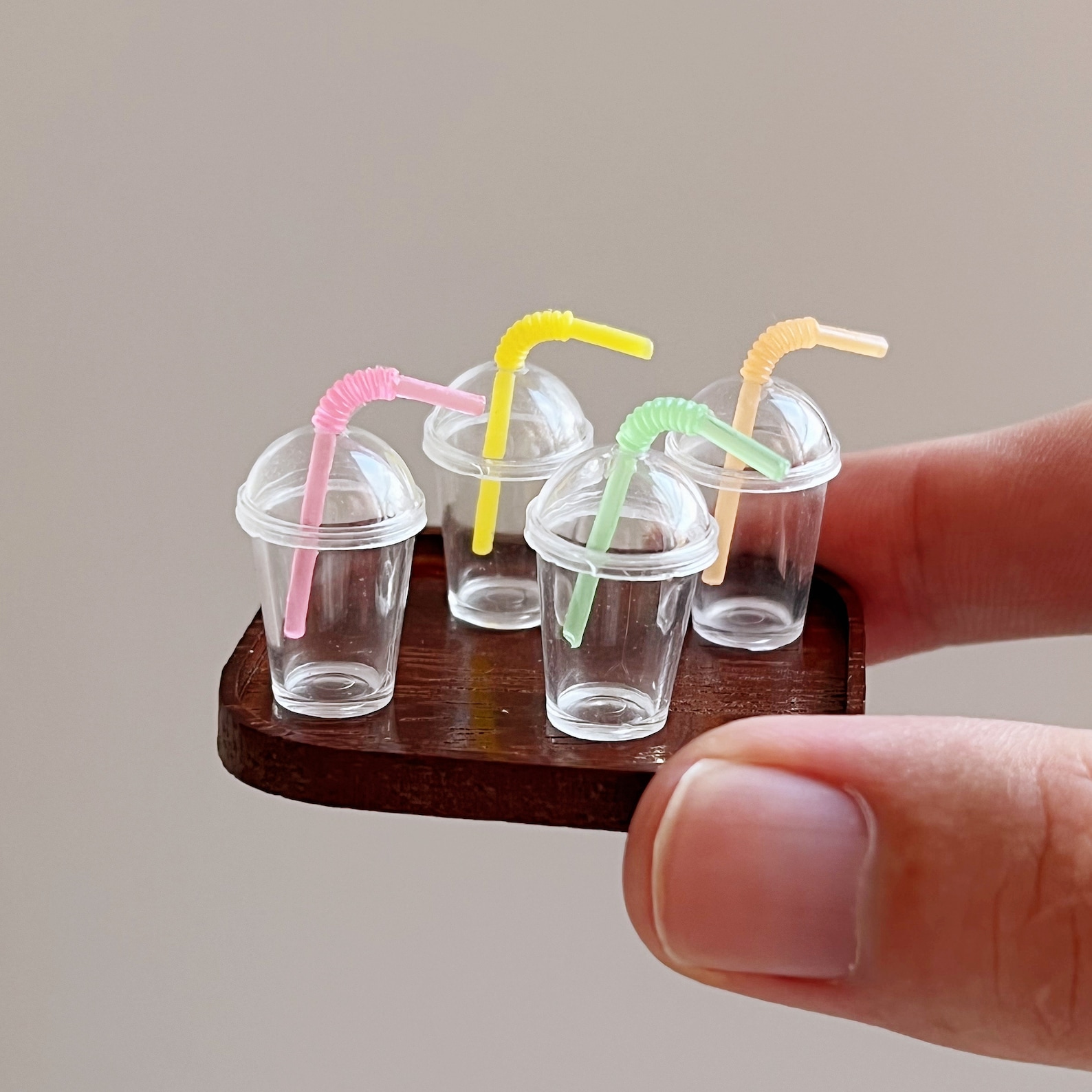 Dollhouse Miniatures Cup and Lids With Straw Miniature Drink Empty Cup ...