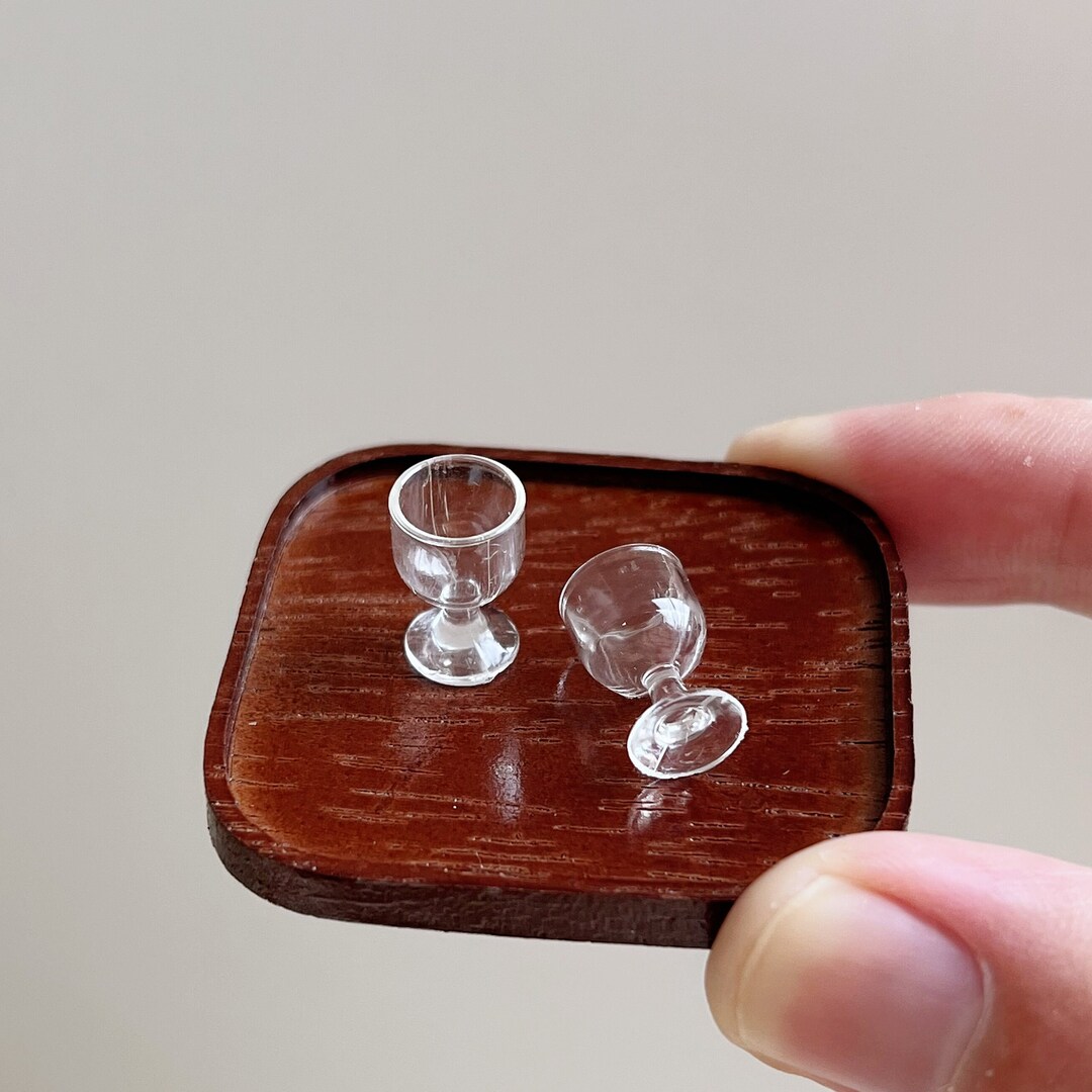 2 Pieces Miniature Wine Glasses Miniature Clear Plastic Wine Glass Miniature Champagne Wine
