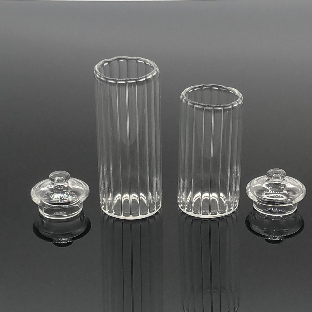 Dollhouse Miniature Candy Glass Jars , Mini Clear Glass Storage Jars ...