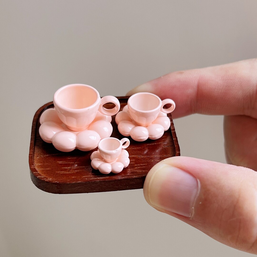 Miniature Coffee Mug and Saucers for Dolls ,miniature Cute Cup With ...