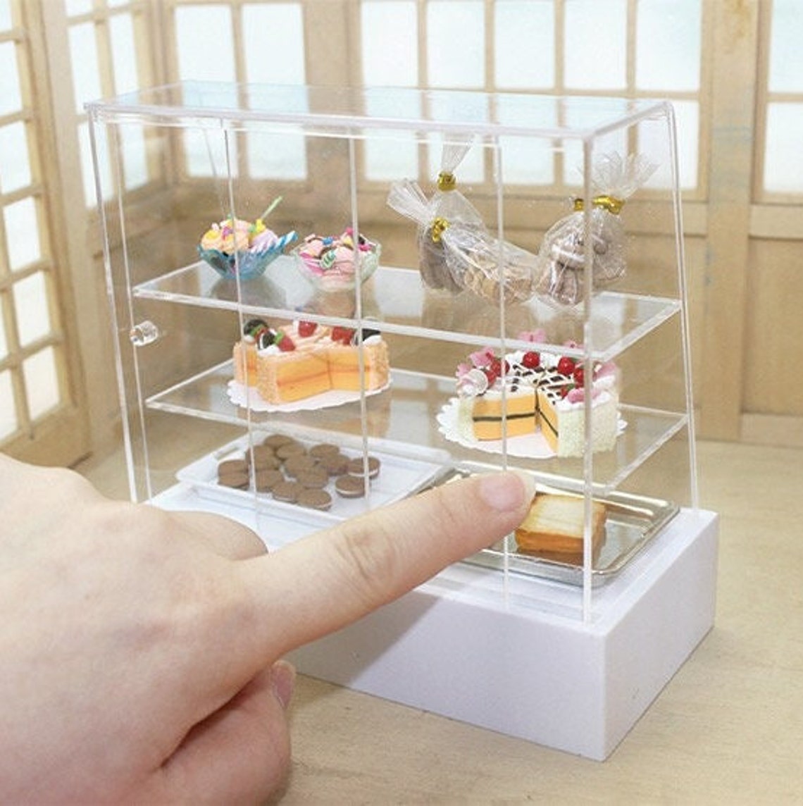 Dollhouse Miniature Bakery Showcase Dessert Bakery Cabinet Dollhouse ...