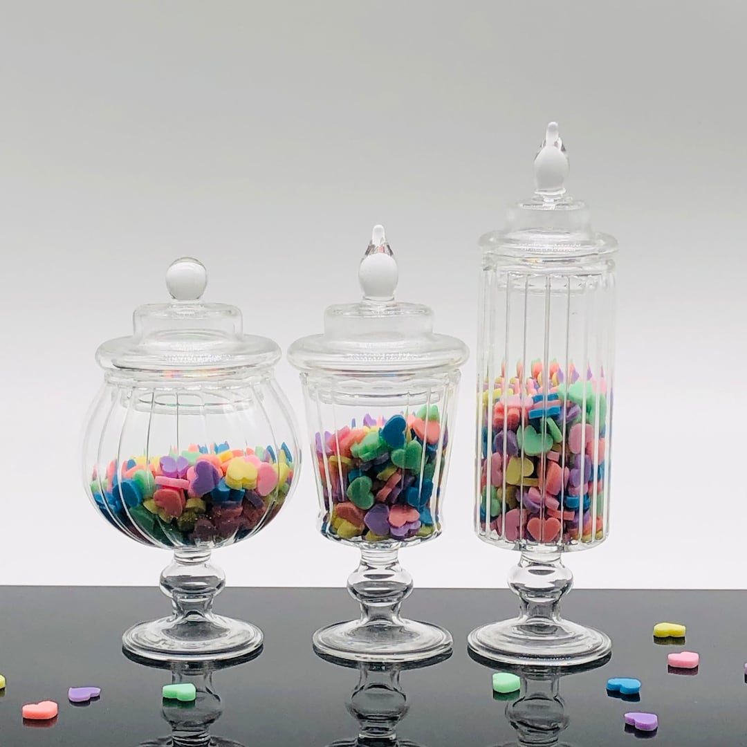 Dollhouse Miniature Real Glass Storage Jar Mini Cookie Glass Jar Candy ...