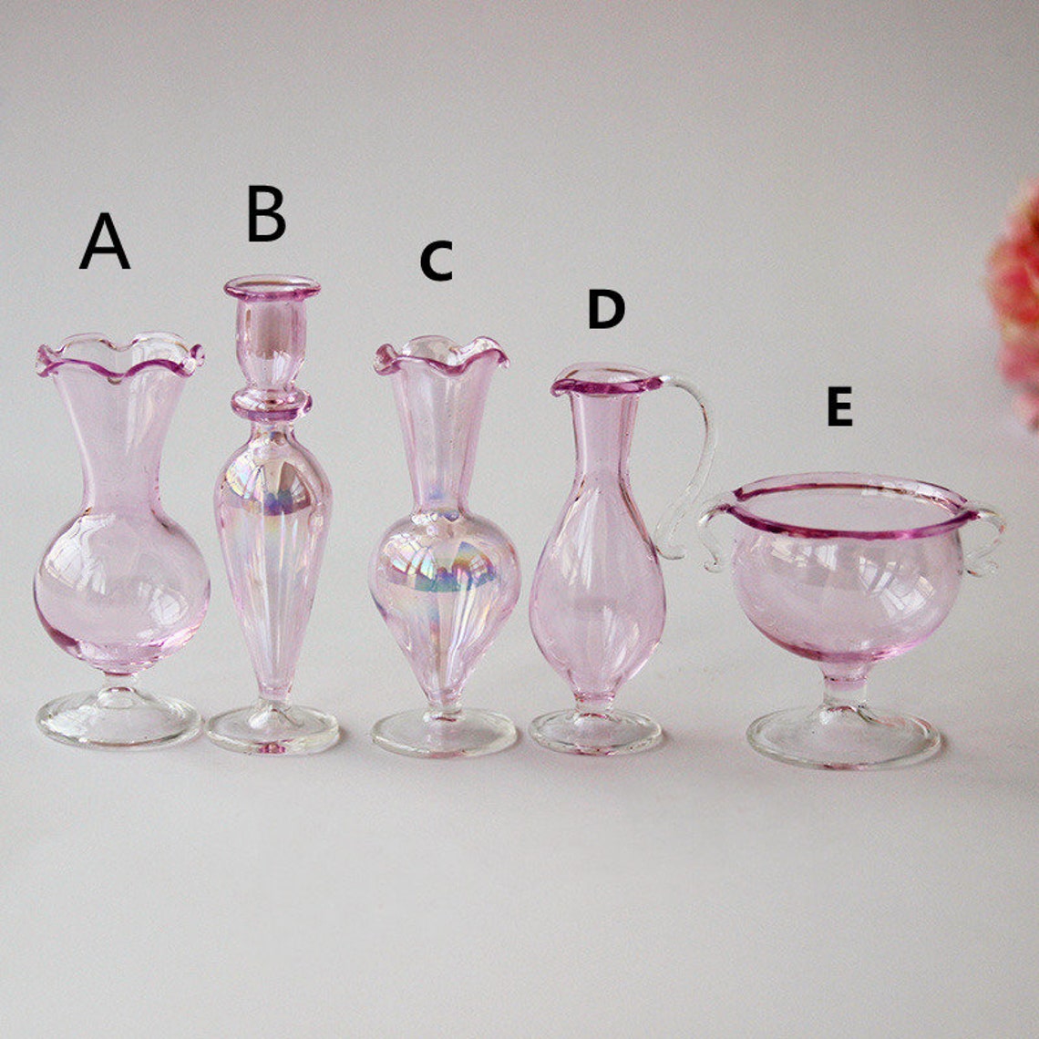 Miniature Glass Vase Candlesticks Glass Dollhouse Glassware Real Glass ...