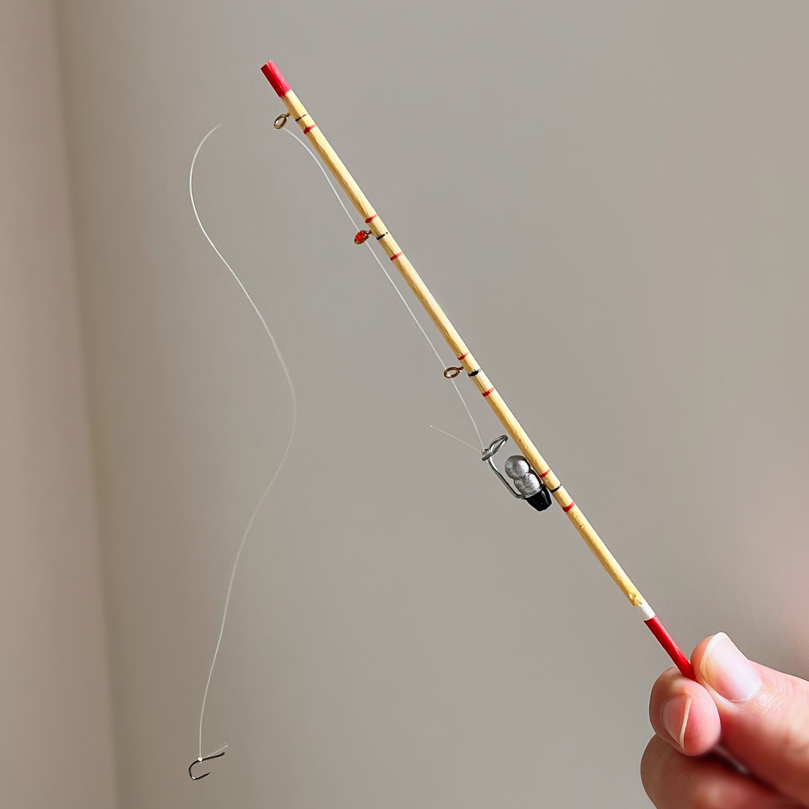 1:12 Dollhouse Miniature Fishing Pole With Hook Fish Rod Mini Fishing ...