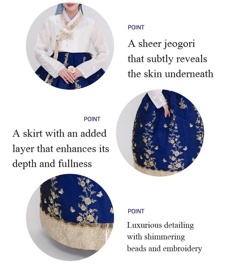 Korean Traditional Hanbok Dress Gold Floral Embroidery - Etsy