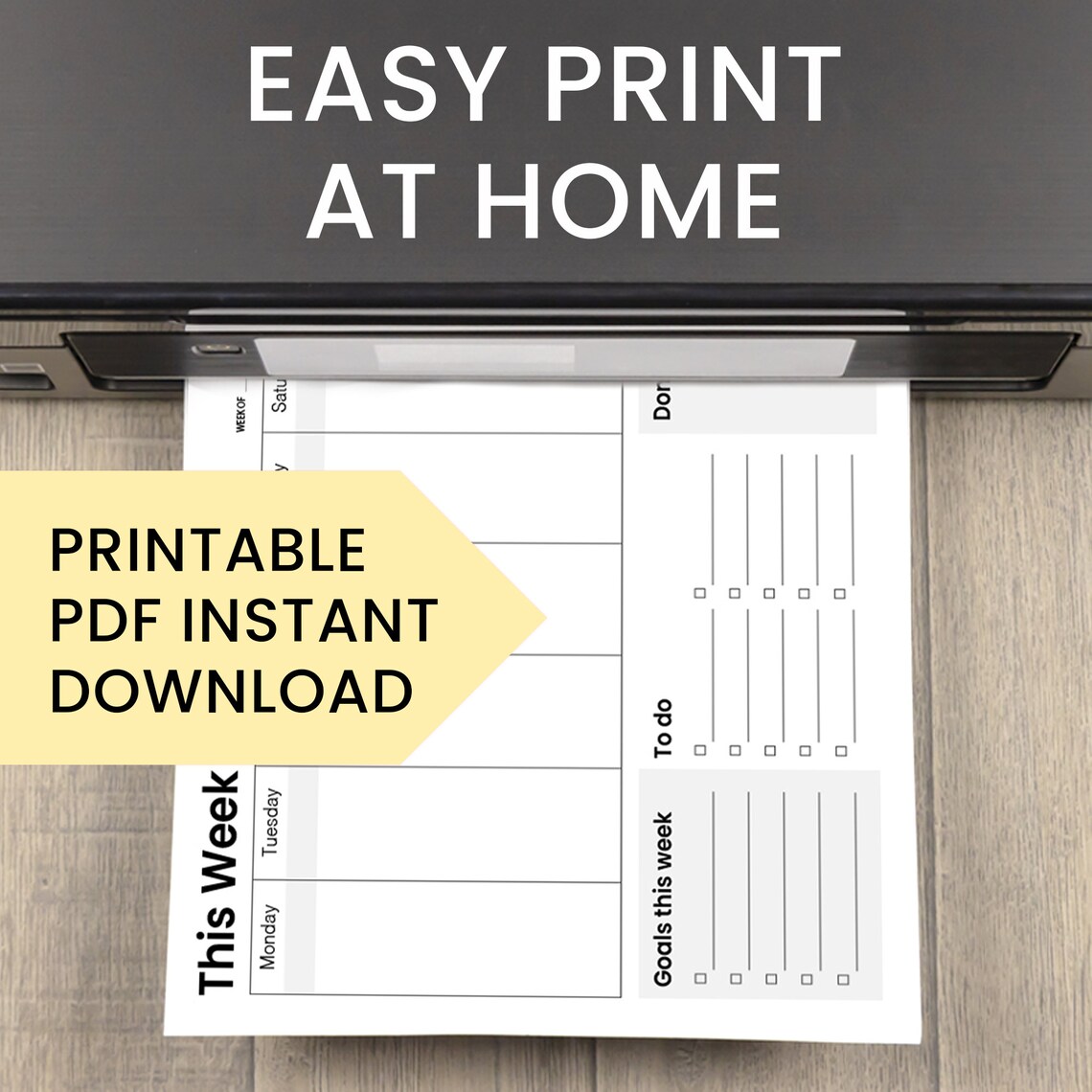 Printable Weekly Calendar - Horizontal - Etsy