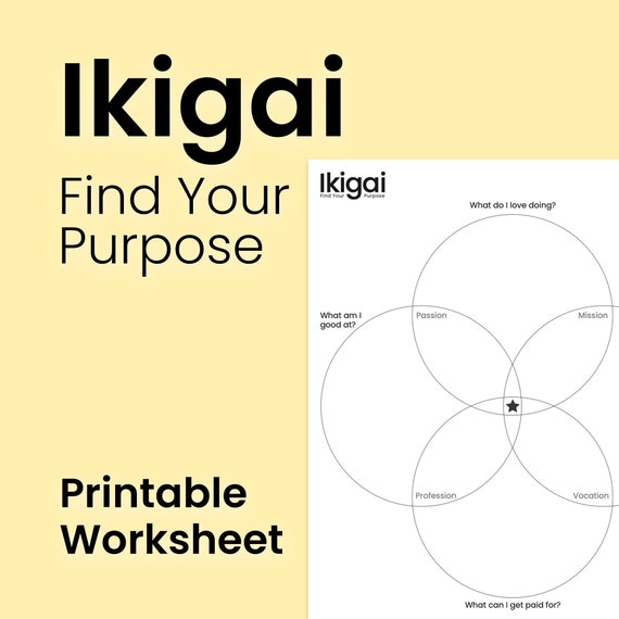 Ikigai Printable Worksheet Simple Design Instant Download - Etsy