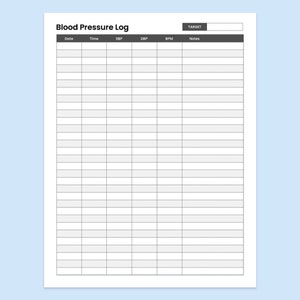 Blood Pressure Log - Printable - Etsy