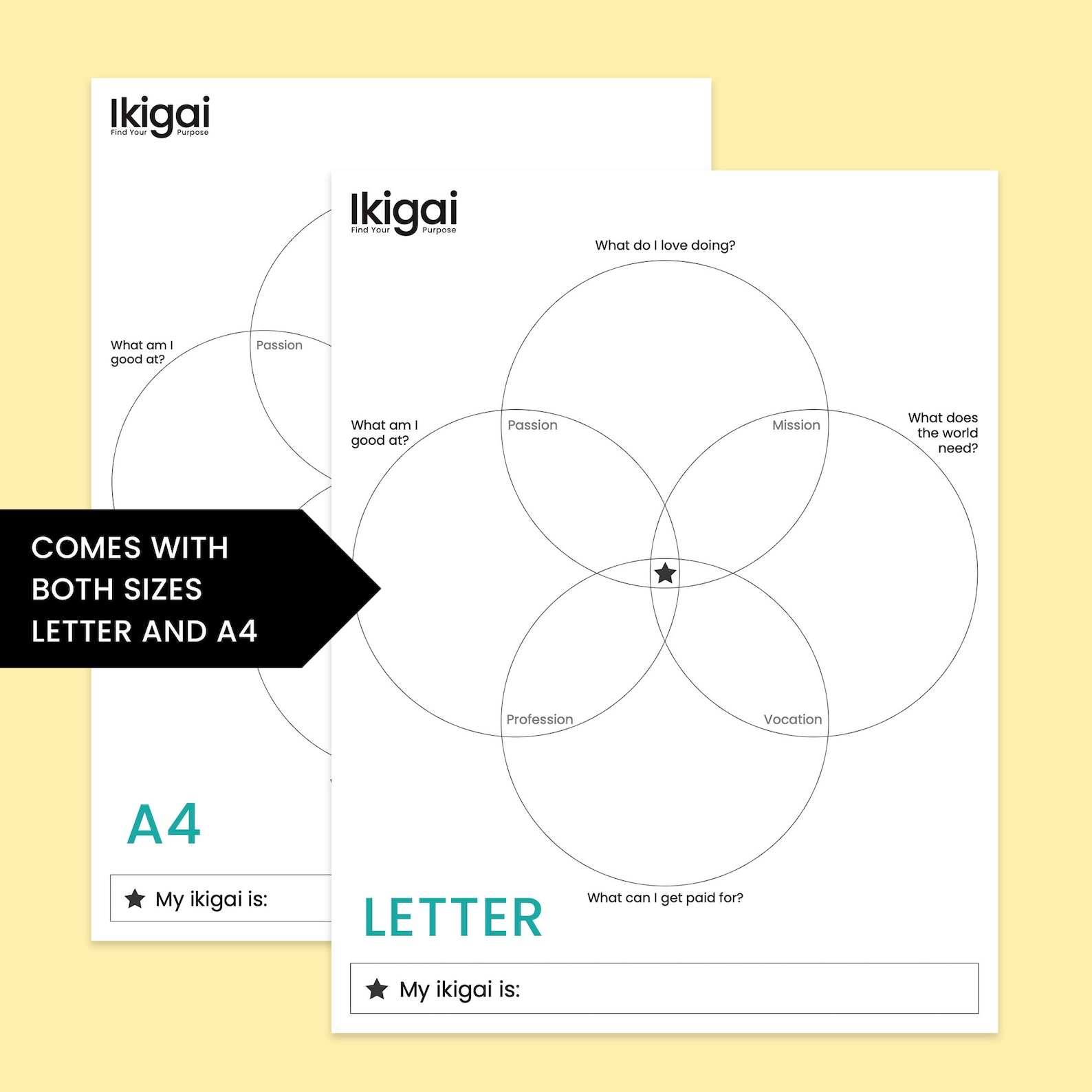 Ikigai Printable Worksheet - Simple Design - Instant Download - Etsy