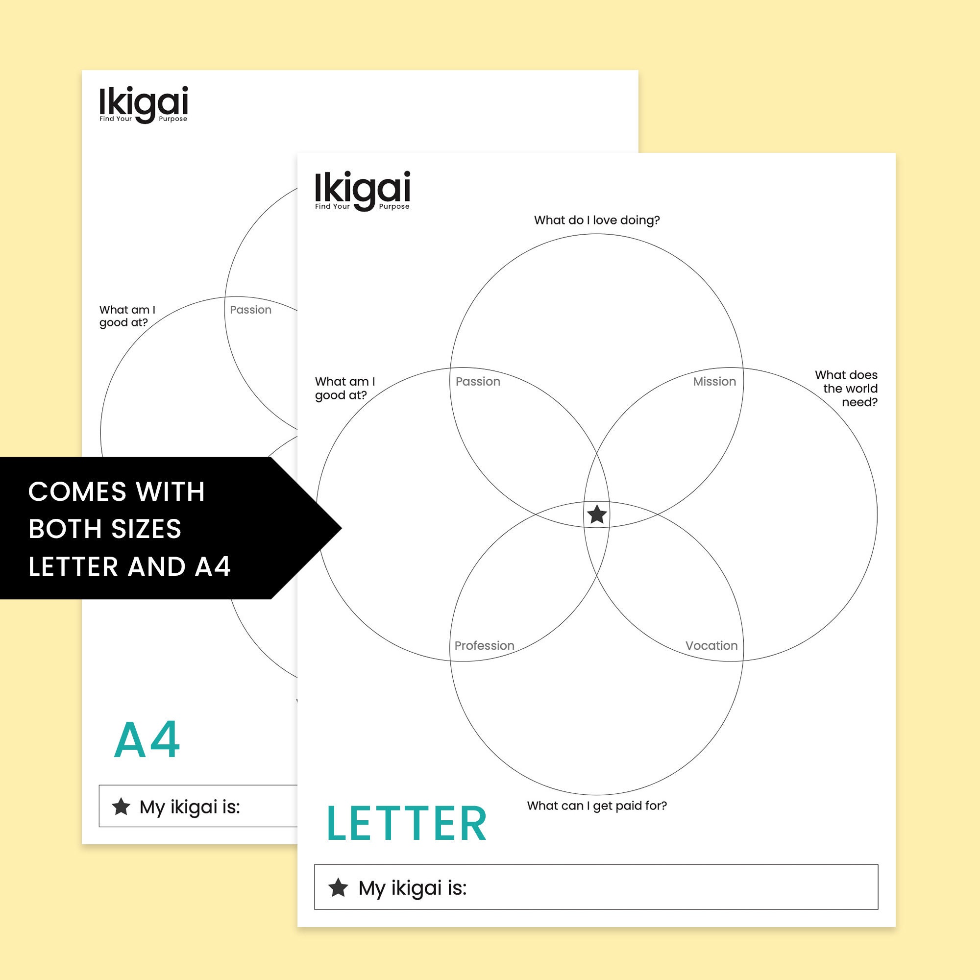 Ikigai Printable Worksheet - Simple Design - Instant Download - Etsy