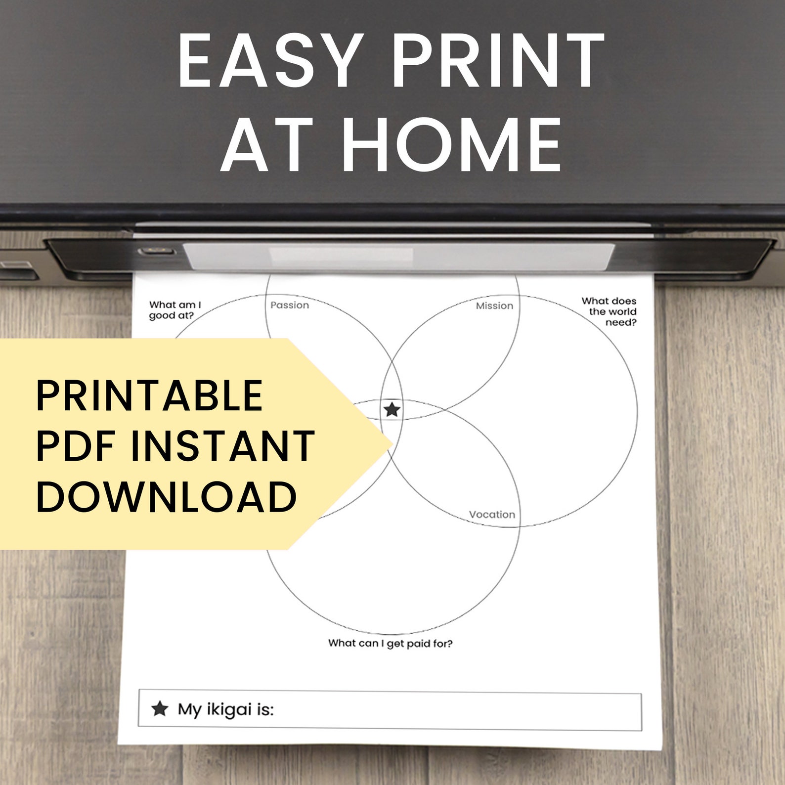 Ikigai Printable Worksheet - Simple Design - Instant Download - Etsy