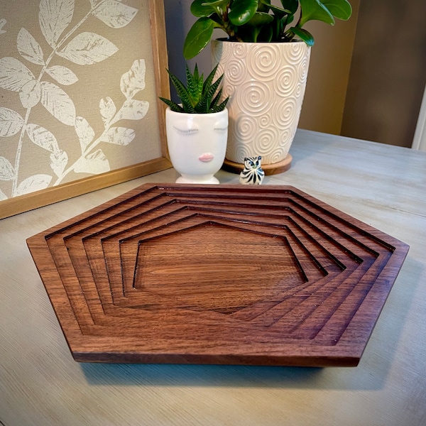 Wooden Hexagon Tray - Etsy