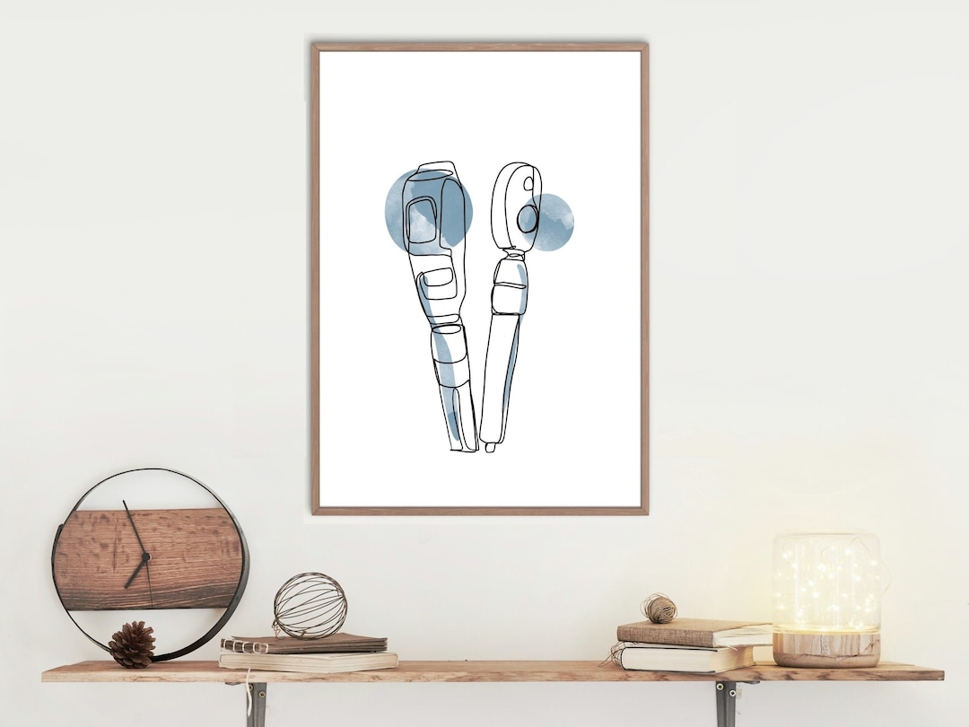 Optometry Line Art, Retinoscope, Eye Exam, Office Decor, Blue ...