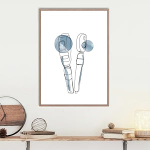 Optometry Line Art, Retinoscope, Eye Exam, Office Decor, Blue ...