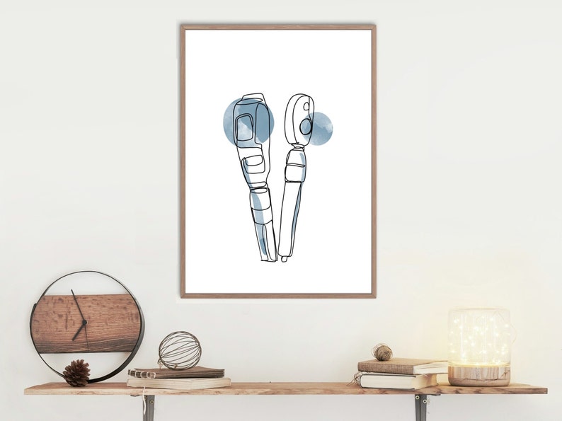 Optometry Line Art, Retinoscope, Eye Exam, Office Decor, Blue ...