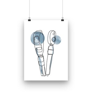 Optometry Line Art, Retinoscope, Eye Exam, Office Decor, Blue ...