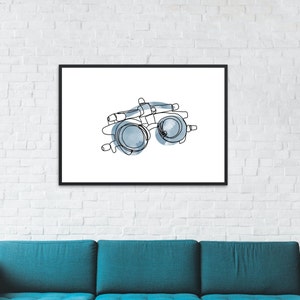 Optometry Line Art, Trial Frame, Eye Exam, Office Decor, Blue ...