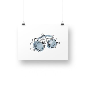 Optometry Line Art, Trial Frame, Eye Exam, Office Decor, Blue ...