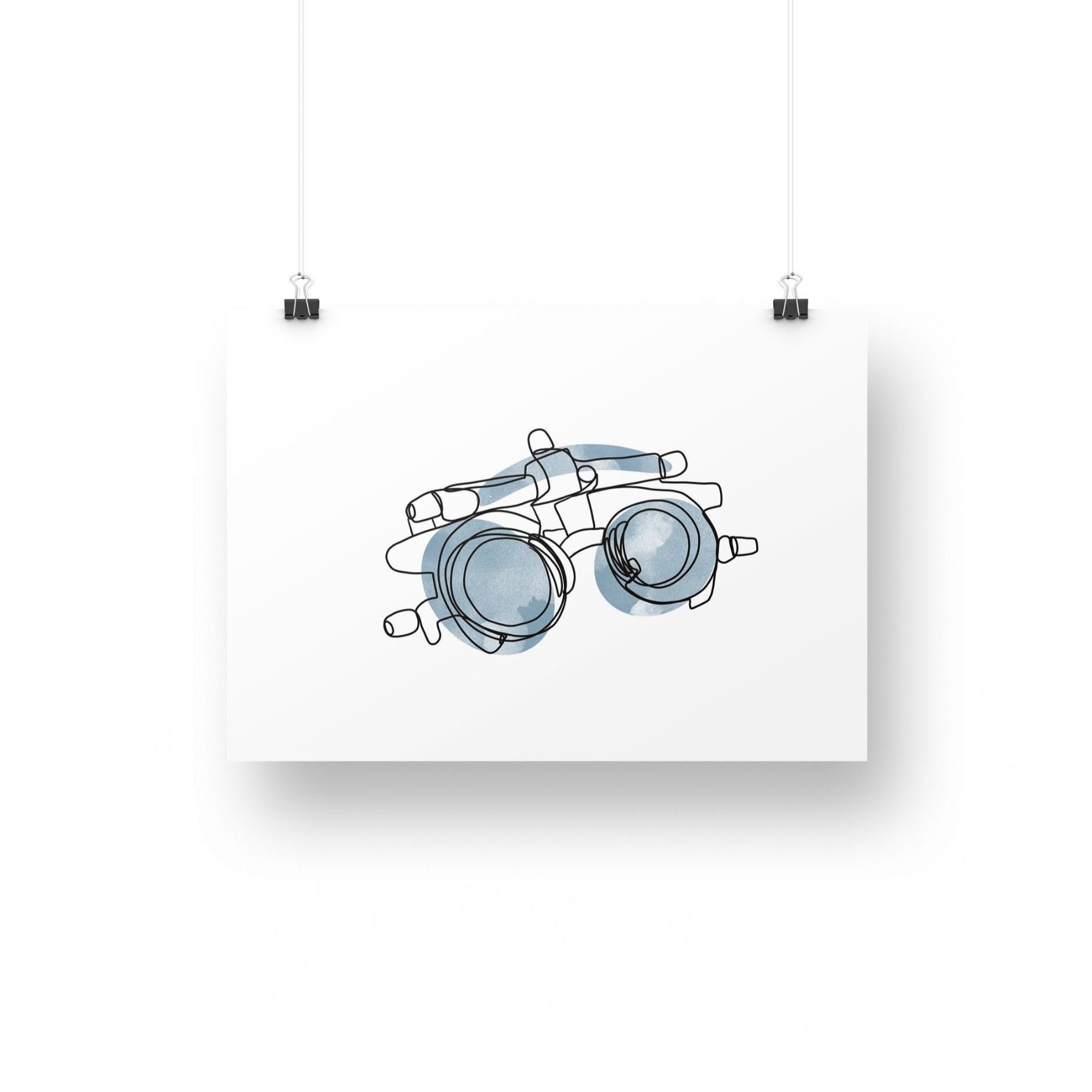 Optometry Line Art, Trial Frame, Eye Exam, Office Decor, Blue ...